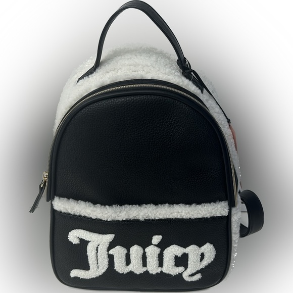 Juicy Couture | Bags | Nwt Juicy Couture Plush White Fur Accent Black ...